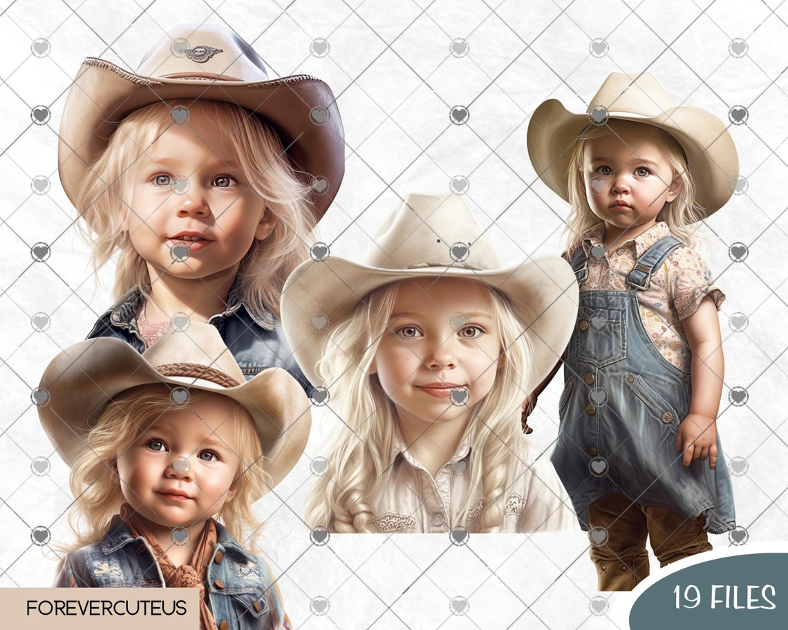 Little Cowgirl Clipart Bundle Cowboy Girl Clipart Watercolor - Etsy