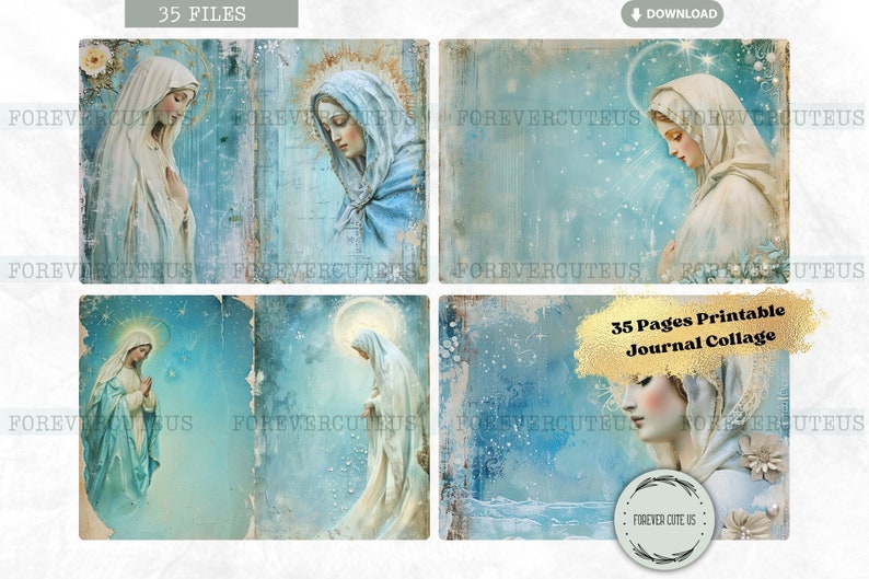 Dreamlike Mary Journal Collage Sheet, Mother Mary Junk Journal Kit ...