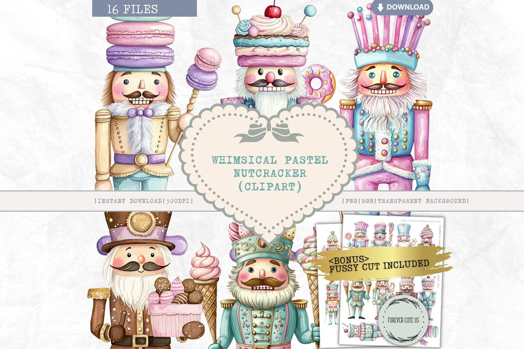 Whimsical Pastel Nutcracker Clipart, Watercolor, Candy Coated ...