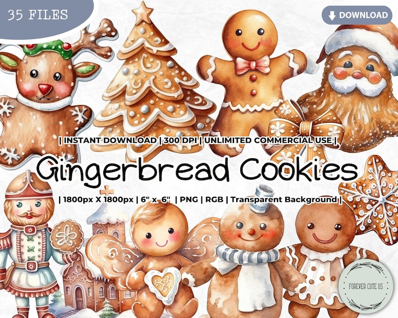 Gingerbread Cookies Clipart Christmas Gingerbread House - Etsy