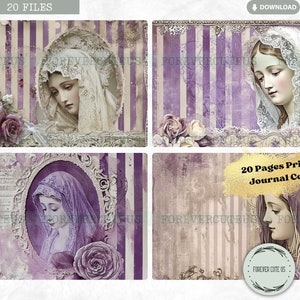 Mary's Purple Miracle Journal Collage Sheet, Mother Mary, Virgin Mary ...