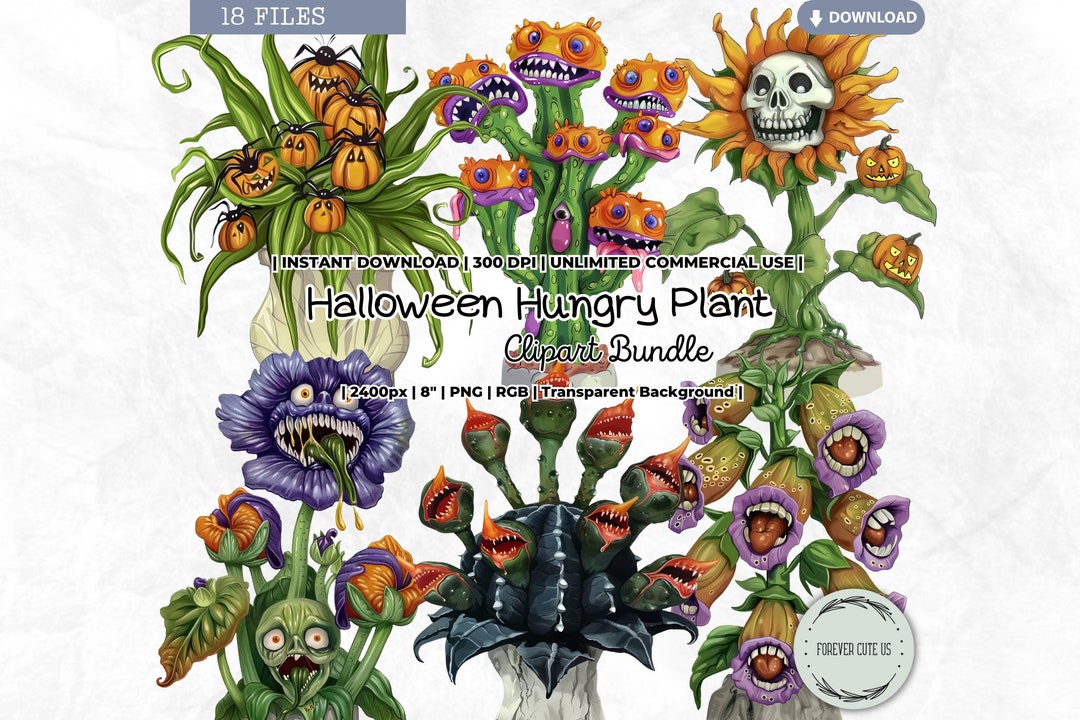 Halloween Hungry Plant Clipart, Eating Flowers, Carnivorous Plant ...