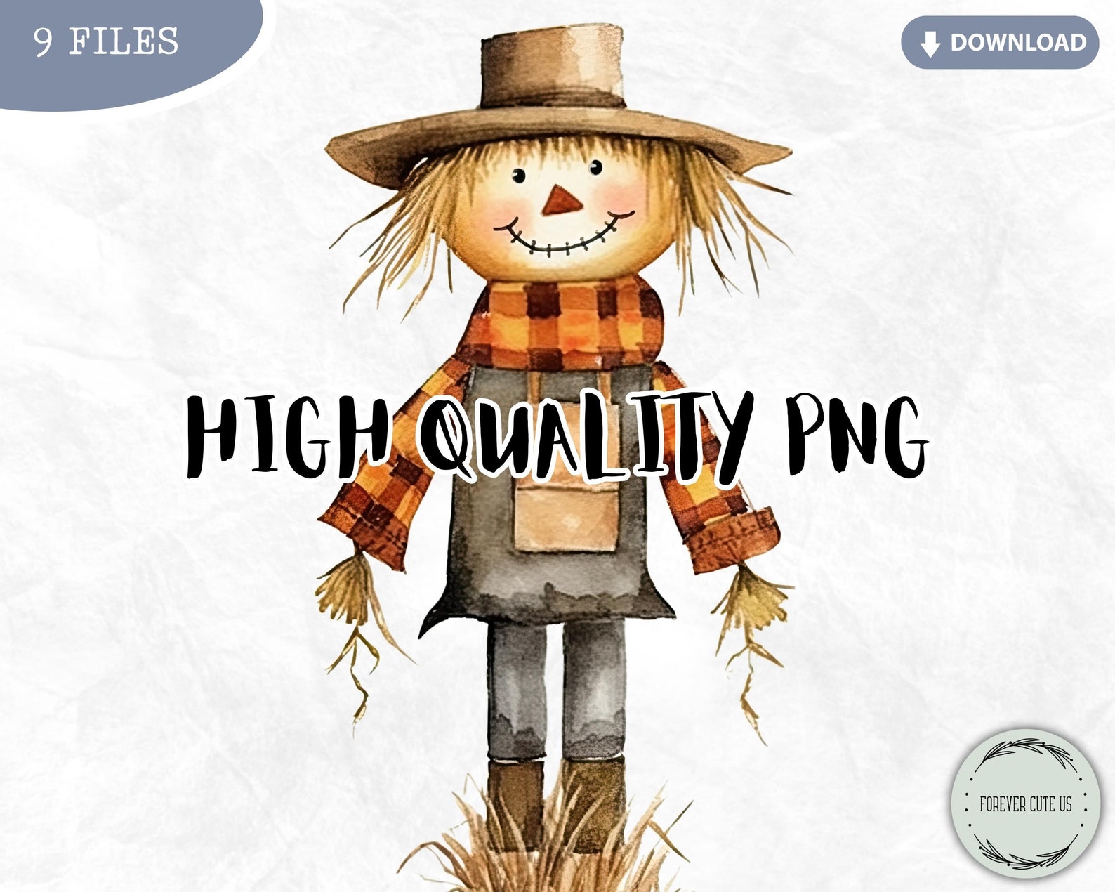 Fall Scarecrow Clipart Autumn Harvest Watercolor - Etsy