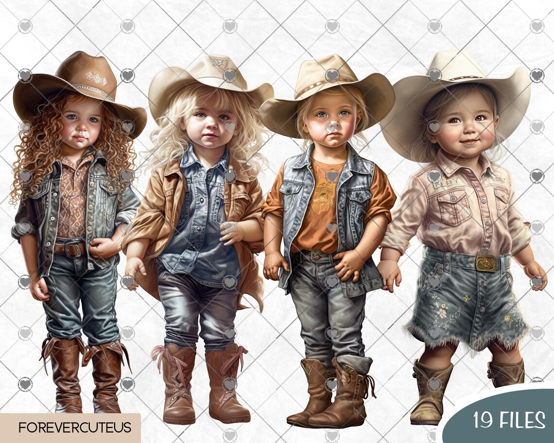 Little Cowgirl Clipart Bundle Cowboy Girl Clipart Watercolor - Etsy