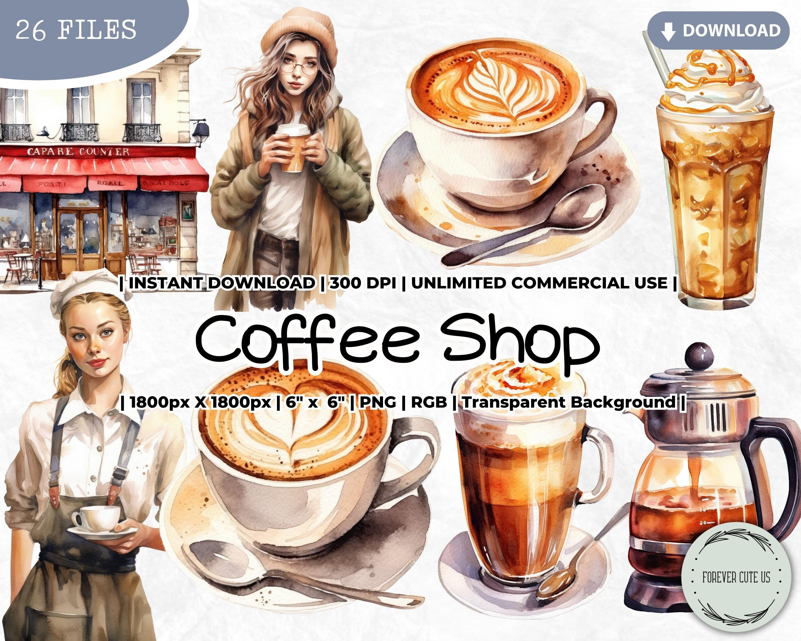 Coffee Shop Clipart Vintage Coffee Restaurant Paris Shop - Etsy