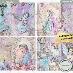 Shabby Faith Junk Journal Collage Set, Holy Mother Mary, Virgin Mary ...