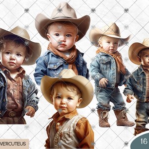 Little Cowboy Clipart Bundle, Baby Cowboy Clipart, Watercolor Cowboy ...