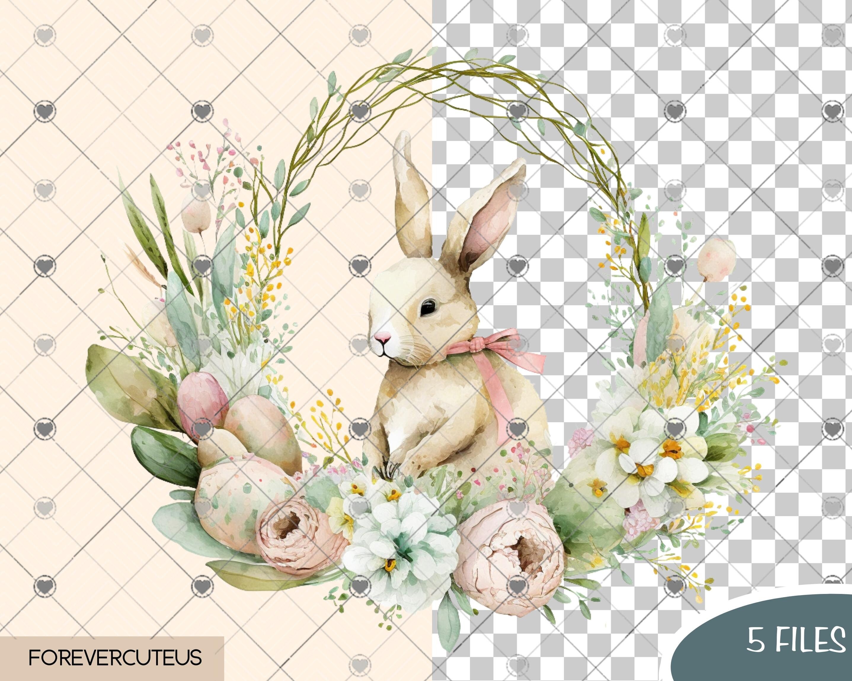 Easter Bunny Wreath Clipart Easter Bunny Clipart Easter Clip - Etsy