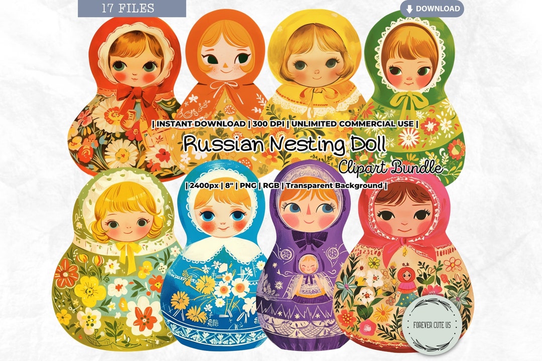 Russian Nesting Doll Clipart, Matryoshka, Stacking, Wooden, Traditional ...