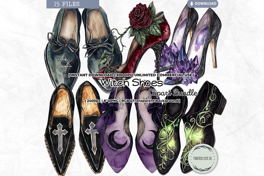 Witch Shoes Clipart, Vintage Halloween, Retro, Pointed Boots, Women ...