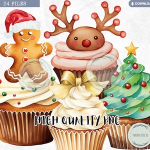 Christmas Cupcake Clipart Bundle, Candyland, Winter, Holidays, Festive ...