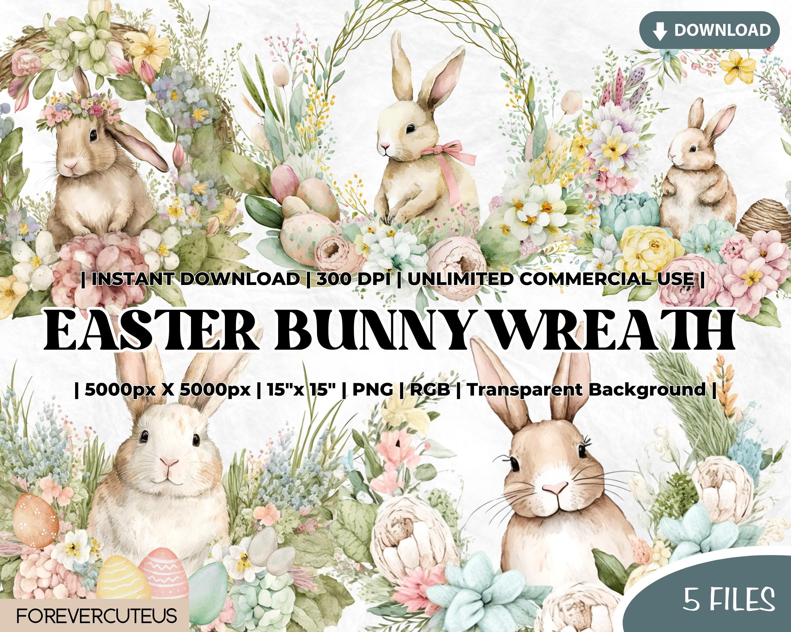 Easter Bunny Wreath Clipart Easter Bunny Clipart Easter Clip - Etsy