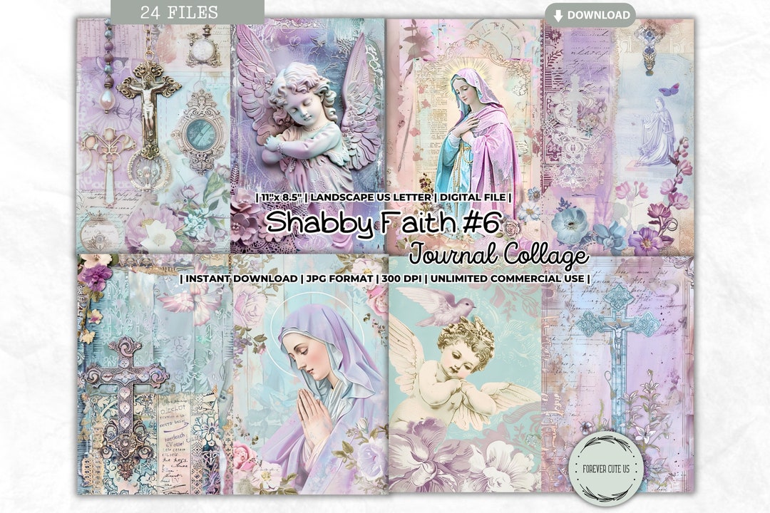 Shabby Faith Junk Journal Collage Set, Holy Mother Mary, Virgin Mary ...