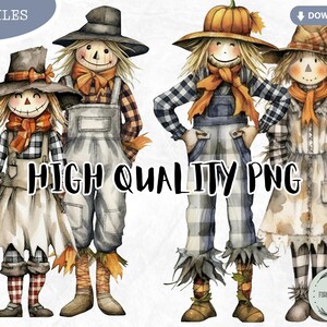Farmhouse Scarecrow Clipart, Fall, Autumn, Harvest, Watercolor ...
