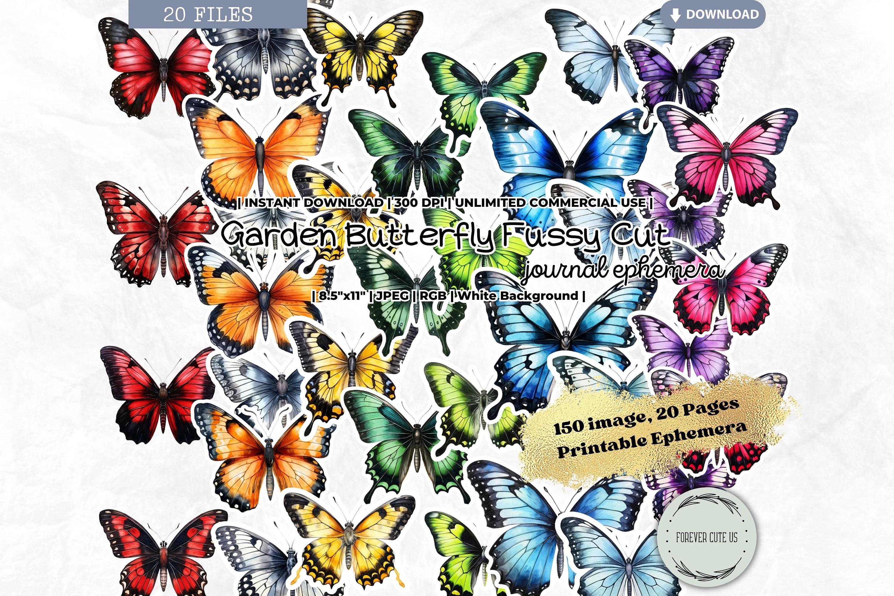 Printable Garden Butterfly Fussy Cut Spring Summer Fall - Etsy