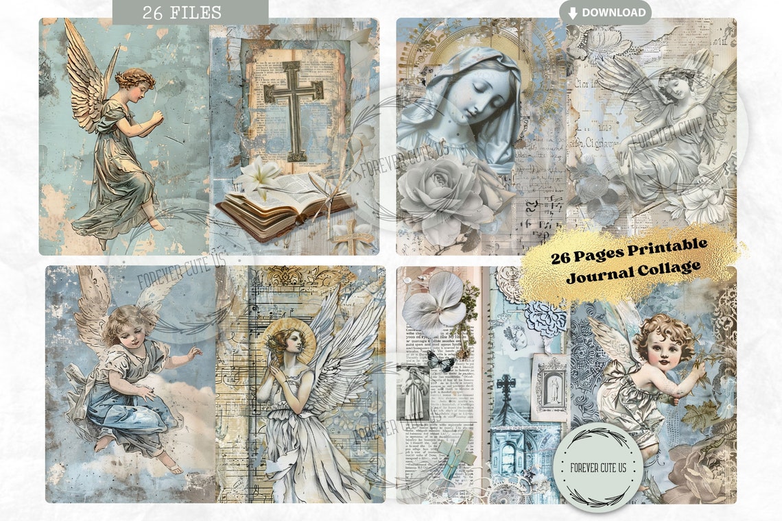 Shabby Faith Junk Journal Collage Set, Holy Mother Mary, Virgin Mary ...