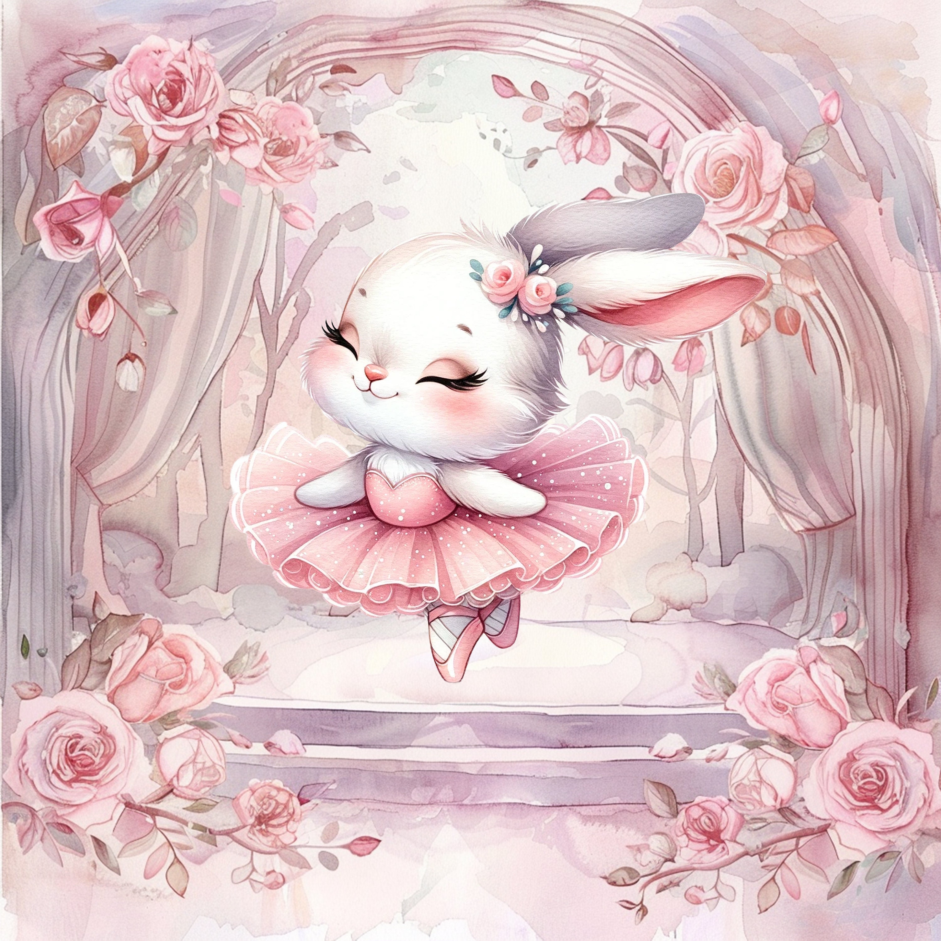 Ballerina Bunnies, Ballerina Clipart, Watercolor Clipart, Ballerinas ...