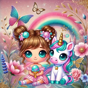 Cute Girl With Unicorn, Unicorn Clipart, Clipart Bundle, Unicorn Png ...