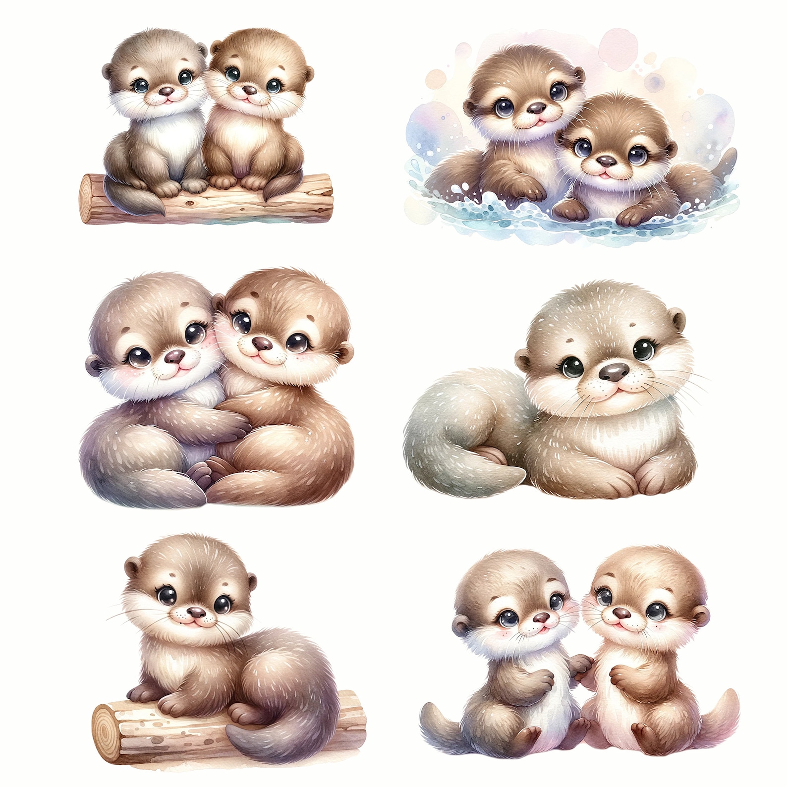 Sweet Otters, Otter Clipart, Otter Png, Clipart Bundle, Cute Animal ...