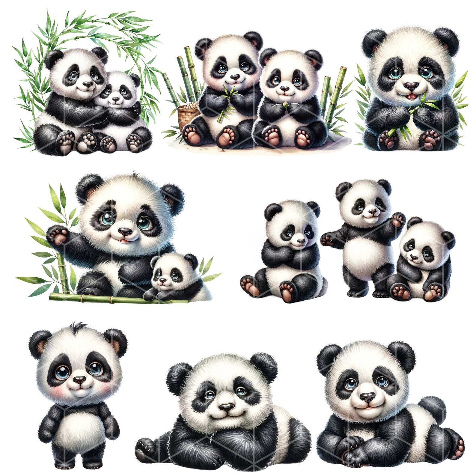 Pandas Clipart, Panda Png, Panda Clipart Bundle, Clipart Bundle, PNG ...