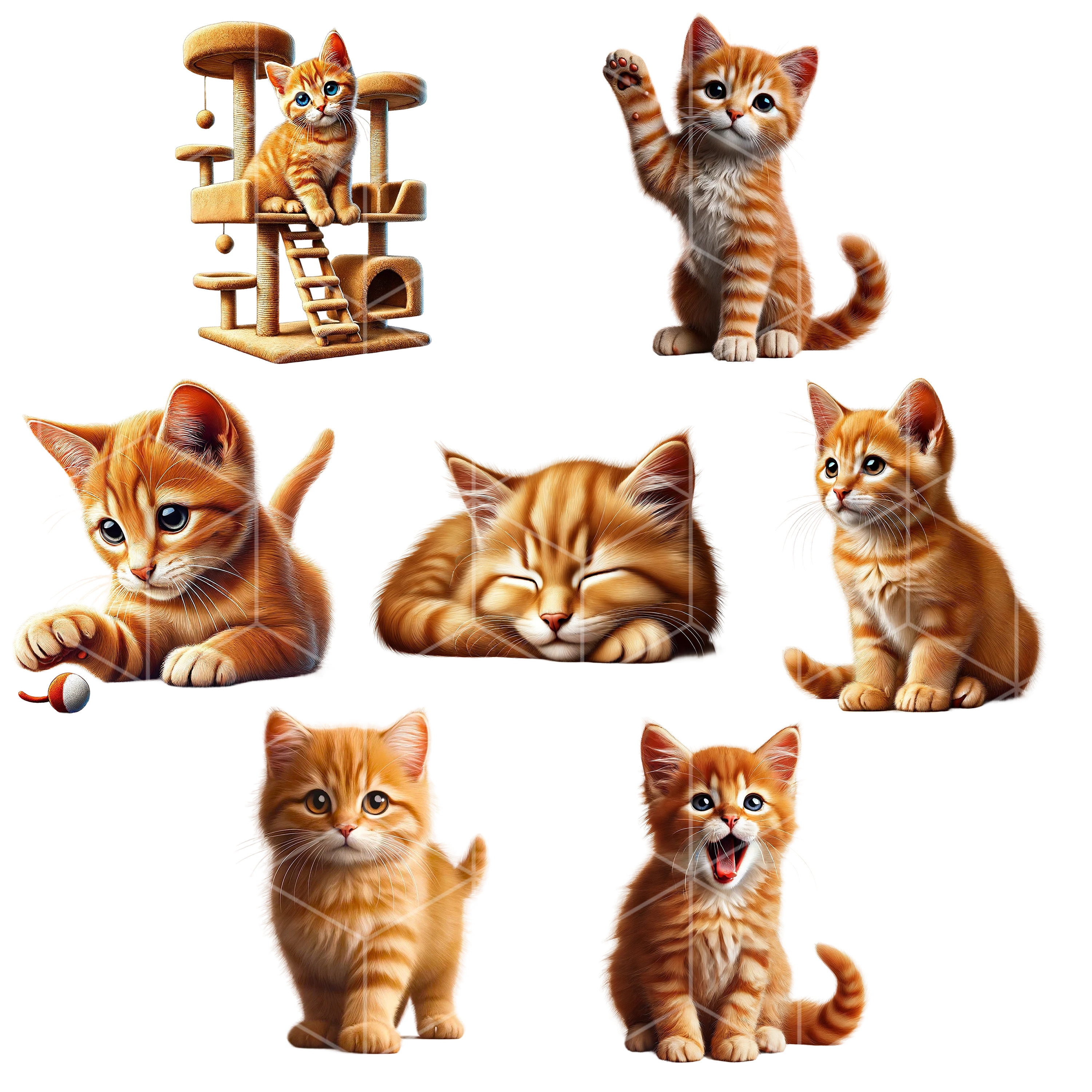 Orange Kitten, Ginger, Cat Clipart, Cat Png, Kitten Clipart Bundle ...