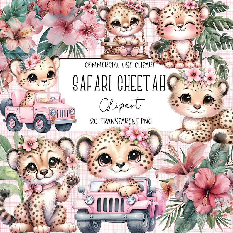 Cheetah Safari, Safari Clipart, Safari PNG, Girl Safari, Nursery ...