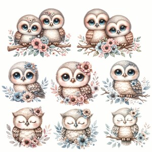 Boho Owls, Owls Clipart, Owl Png, Cute Owl Clipart Bundle, PNG File ...