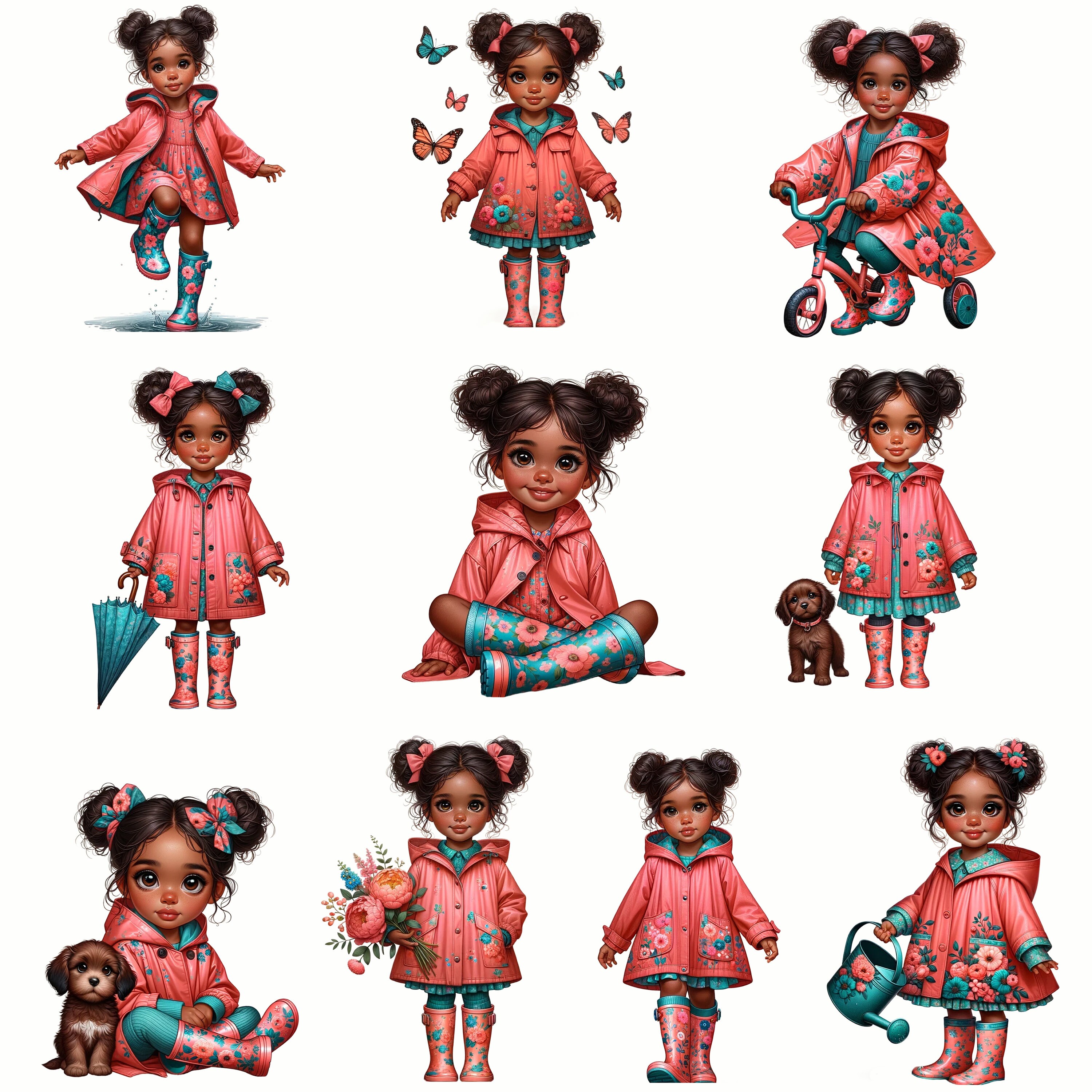 Cute Girl in Spring, Spring Clipart, Cute Spring Png, Clipart Bundle ...