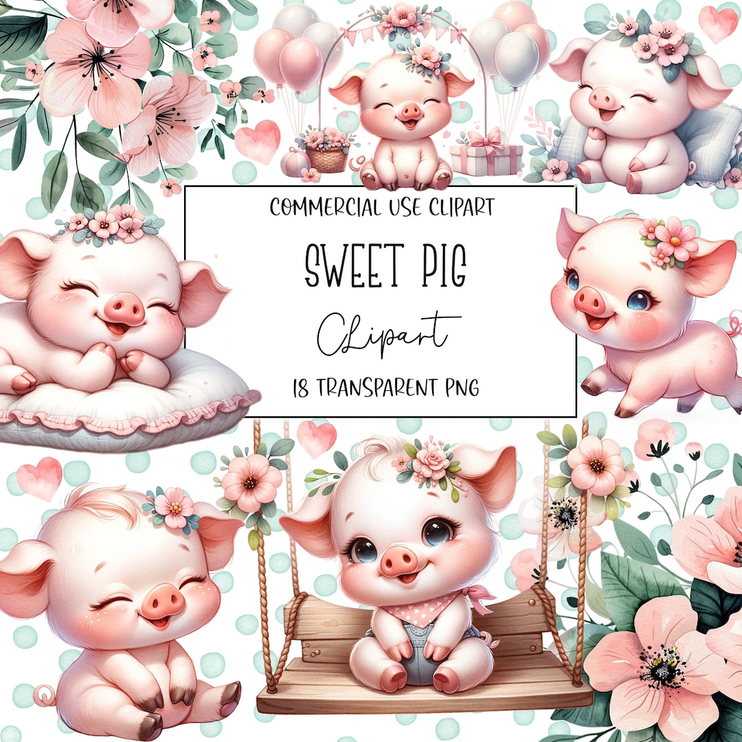 Sweet Pig, Pig Clipart, Pig Png, Cute Png, Cute Animals Clipart ...
