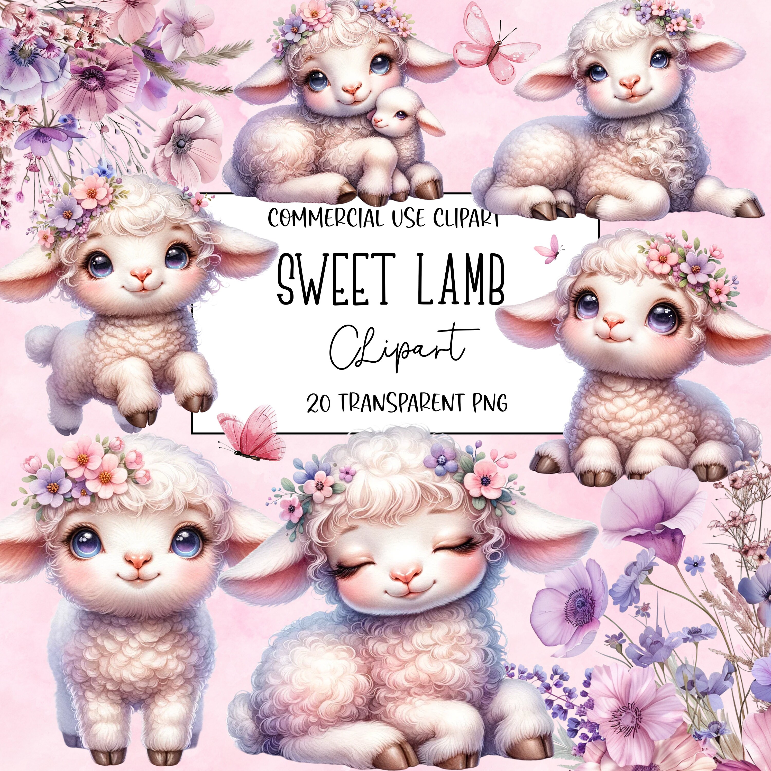 Sweet Lamb, Lamb Clipart, Baby Lamb, Lamb Png, Clipart Bundle, Cute ...