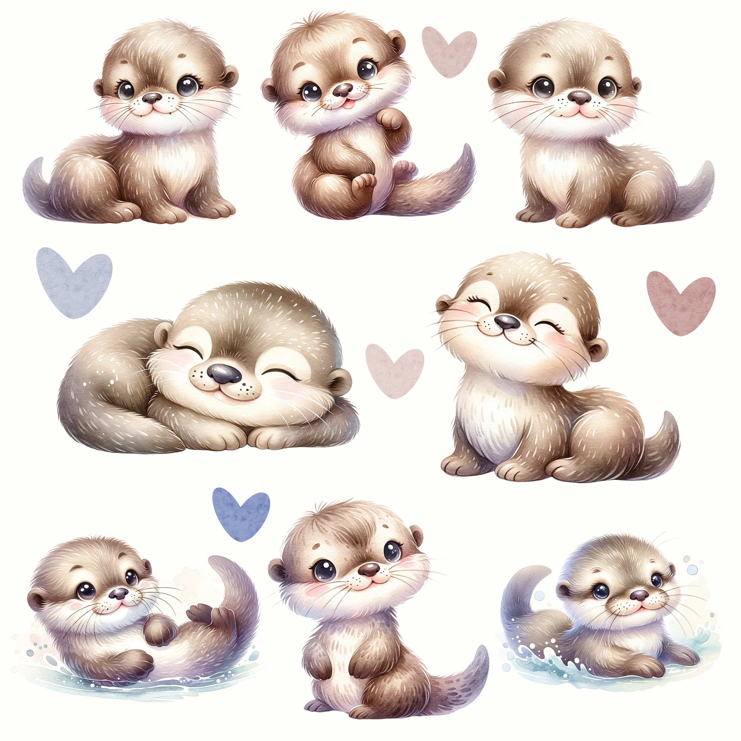 Sweet Otters, Otter Clipart, Otter Png, Clipart Bundle, Cute Animal ...