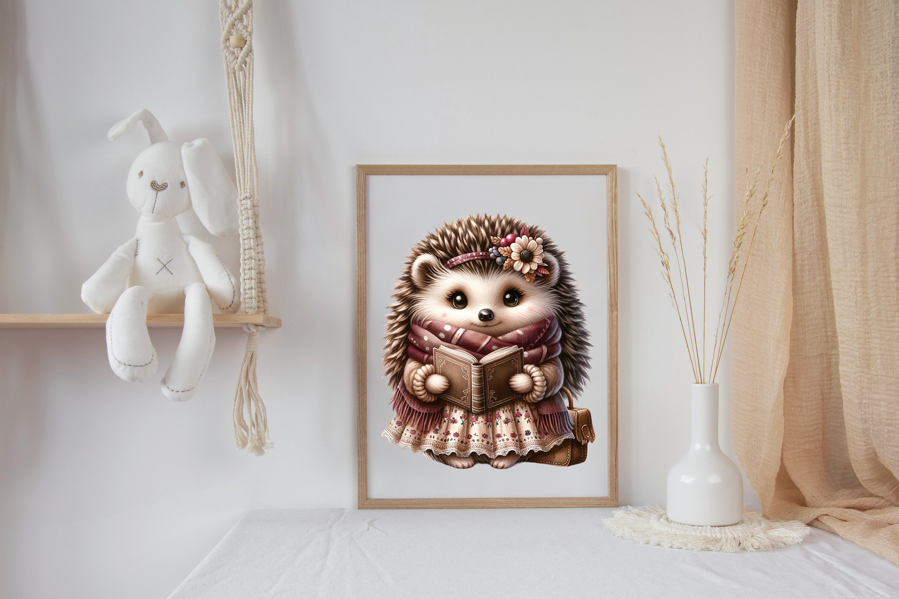 Sweet Hedgehog, Hedgehog Clipart, Hedgehog Png, Boho Clipart, PNG File ...