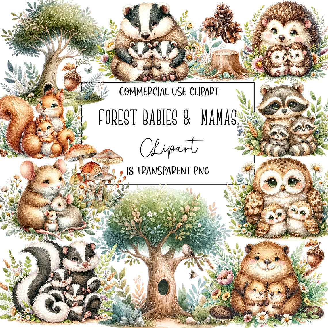 Forest Babies & Mamas, Forest Animals, Woodland, Woodland Png, Clipart ...