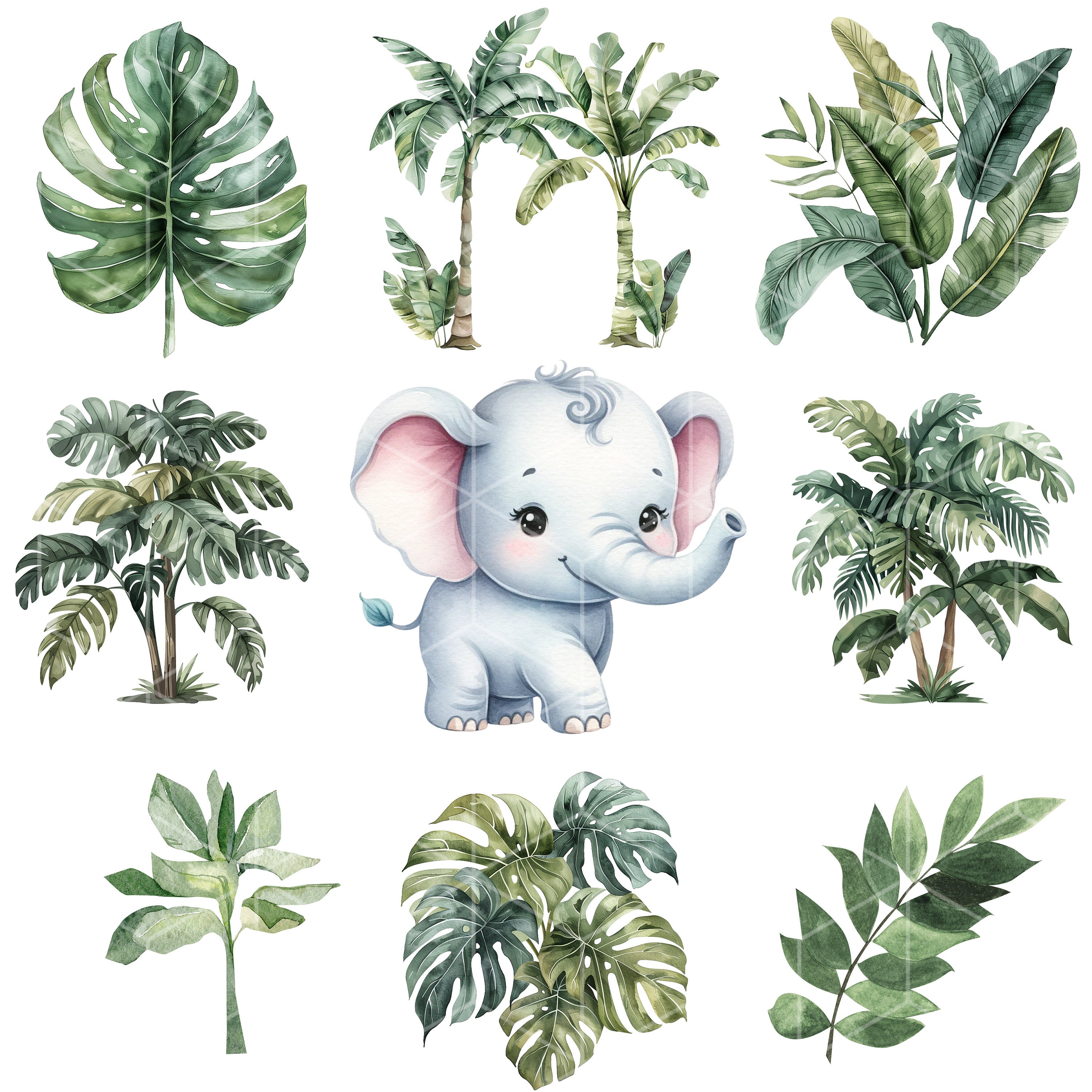 Elephant Safari, Safari Clipart, Safari PNG, Nursery Clipart, Clipart ...