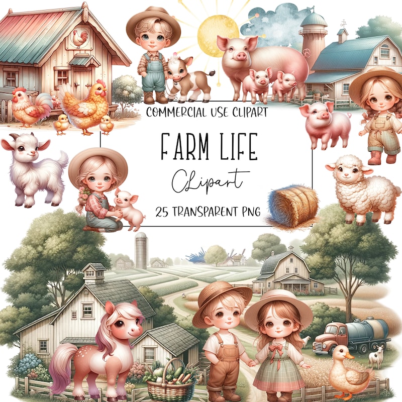 Farm Clipart - Etsy