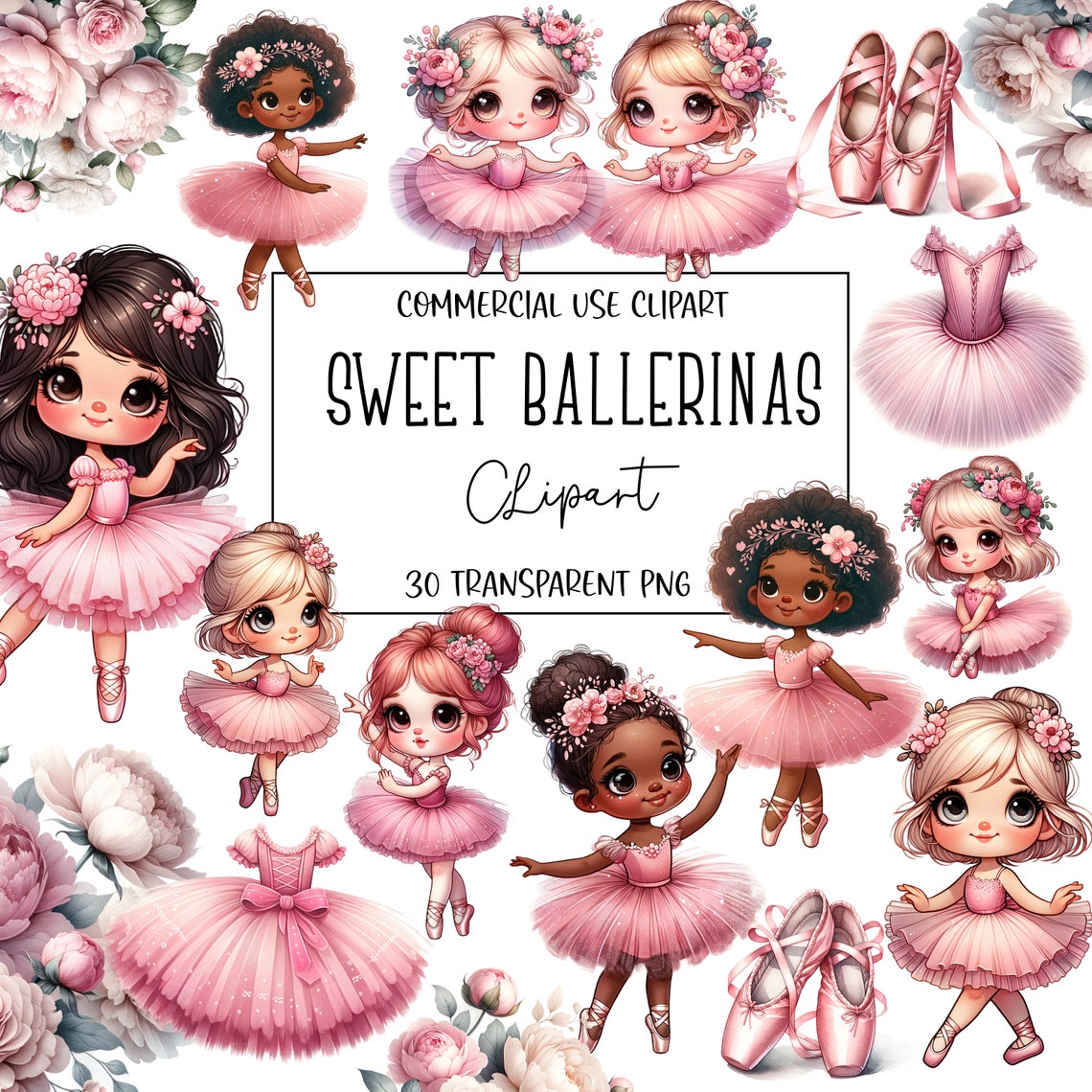 Watercolor Sweet Ballerinas Clipart, Watercolor Clipart, Ballerinas ...