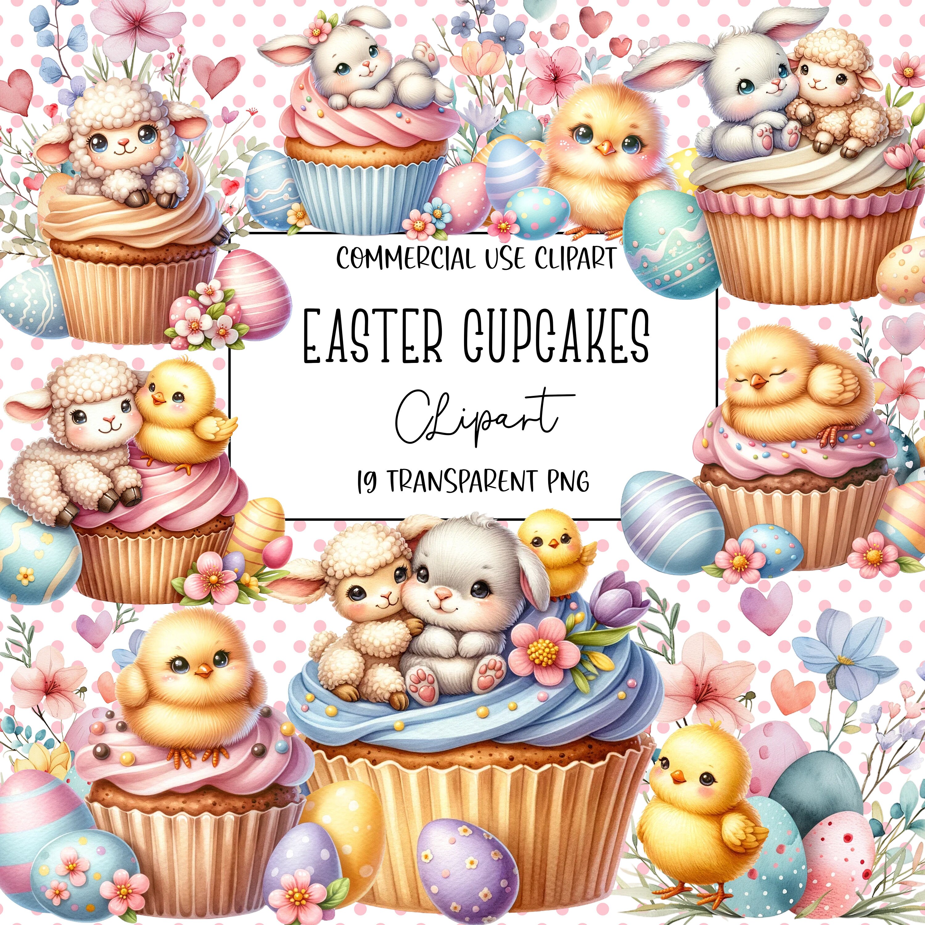 Easter Cupcakes, Easter Clipart, Cute Easter Png, Clipart Bundle, PNG ...