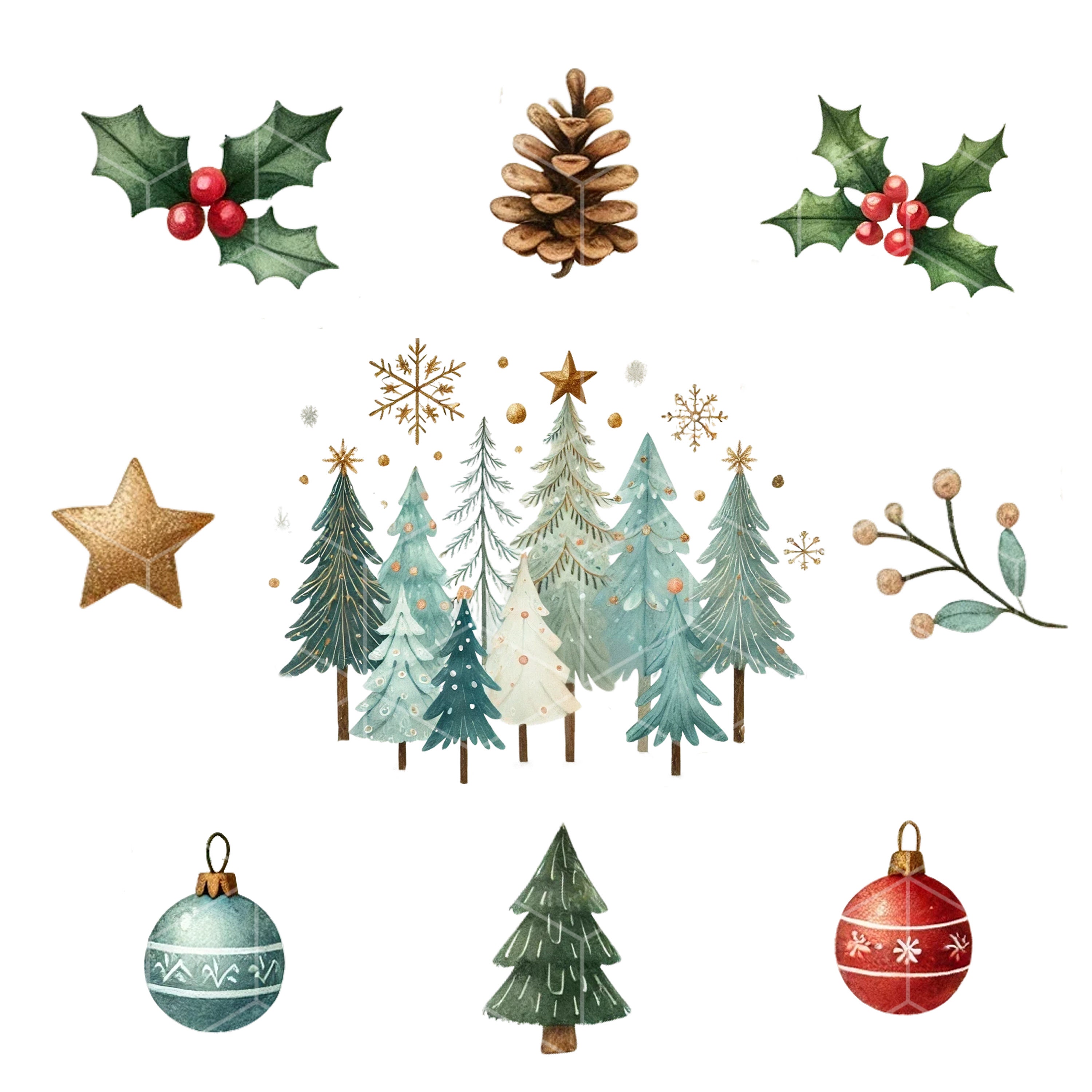 Woodland Christmas, Christmas Clipart, Christmas Png, Watercolor ...