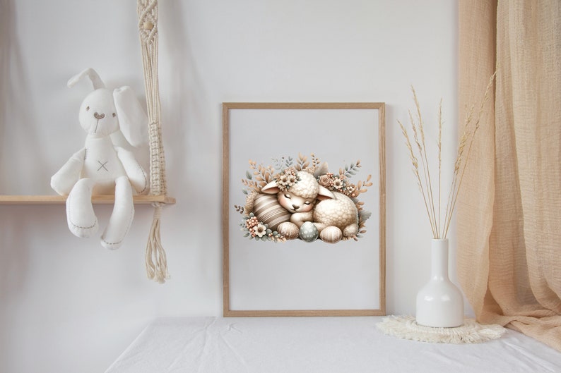 Boho Easter, Clipart, Easter Clipart, Bunnies, Easter, Neutral, PNG ...