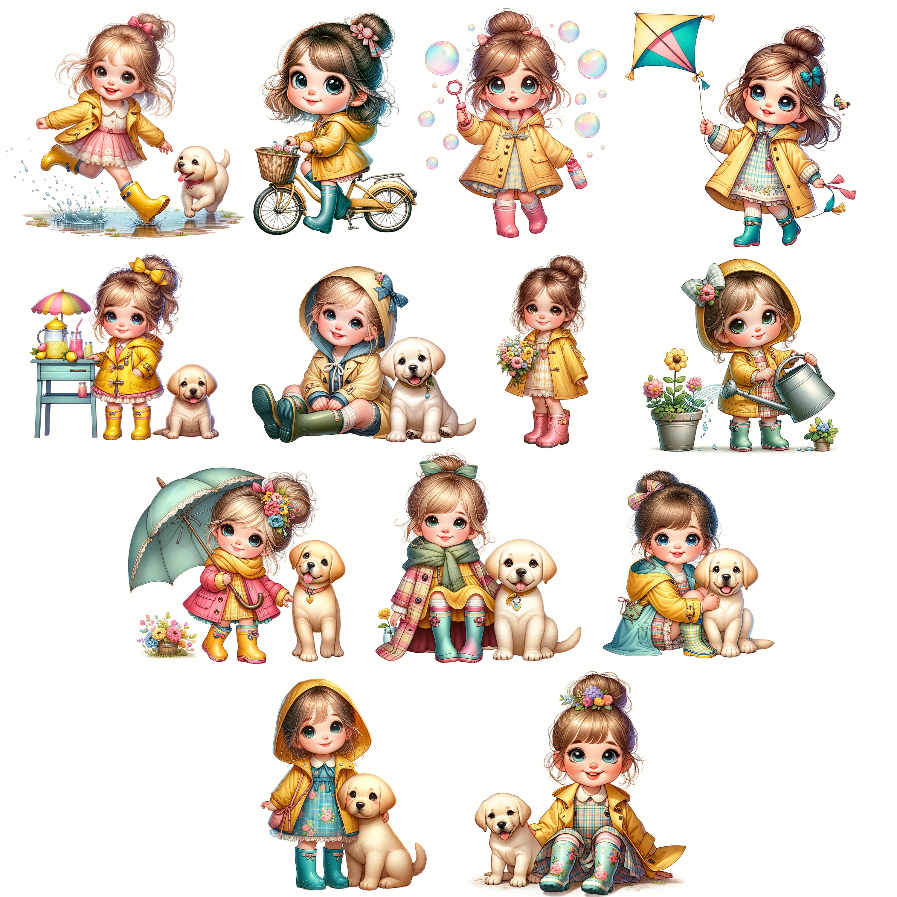 Cute Girl in Spring, Spring Clipart, Cute Spring Png, Clipart Bundle ...
