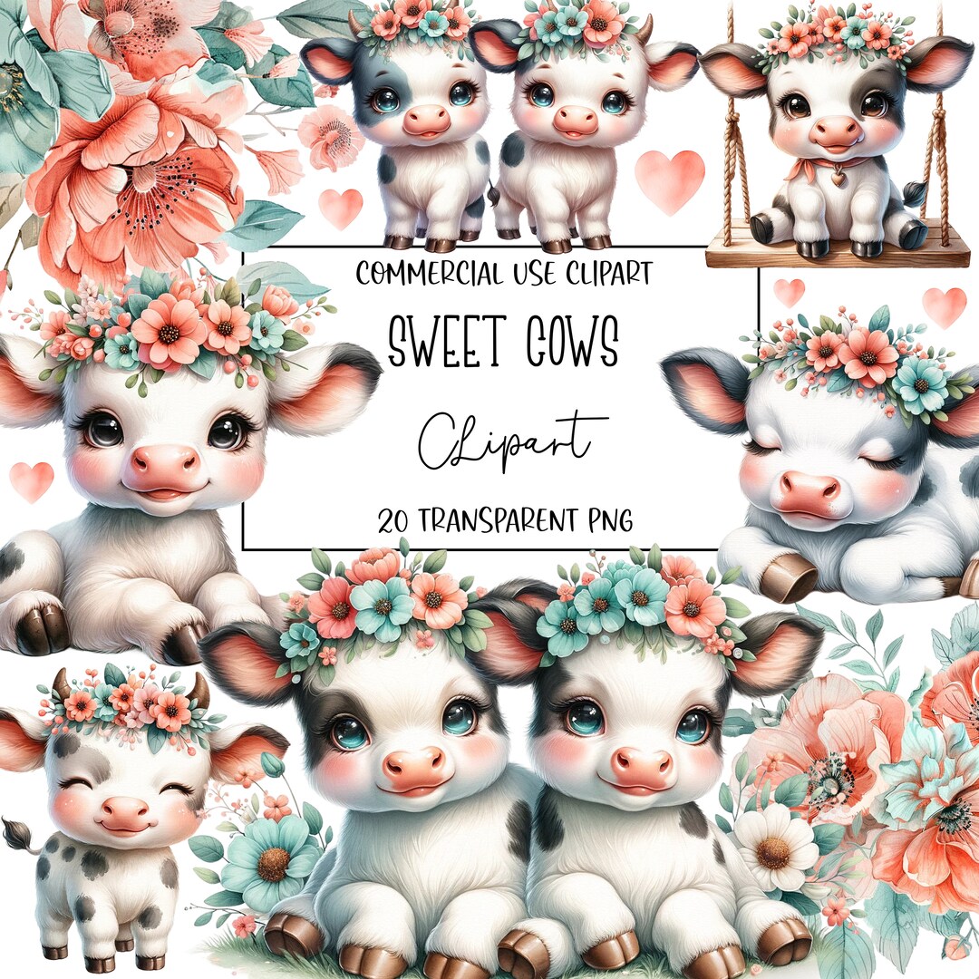 Cute Cows, Cow Clipart, Dairy Cow, Cow Png Cow Clipart Bundle ...