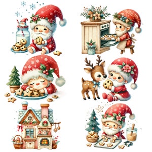 Christmas Gnomes Baking, Christmas Clipart, Christmas Png, Watercolor ...