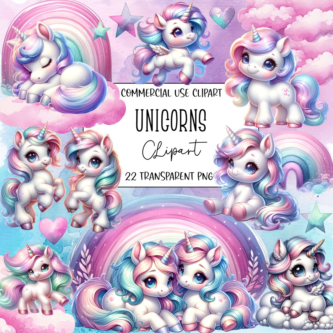 Unicorns, Unicorn Clipart, Clipart Bundle, Unicorn Png, PNG File ...