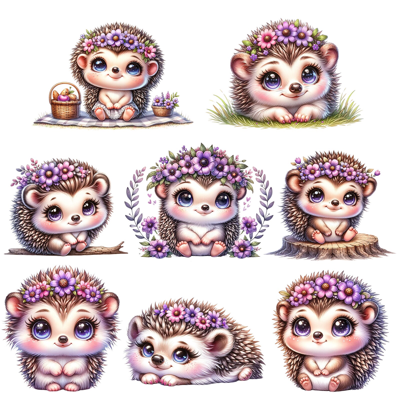 Cutest Hedgehog, Hedgehog Clipart Bundle, Hedgehog Png, Cute Animal ...