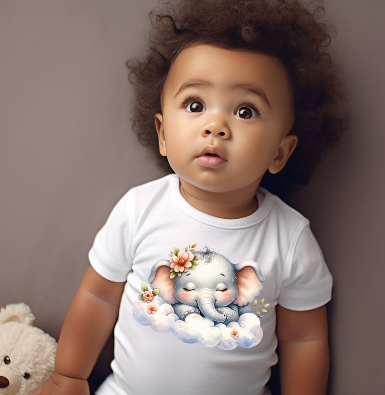 Sweet Peach Elephant, Cute Elephant Clipart, Elephant PNG, Baby Clipart ...