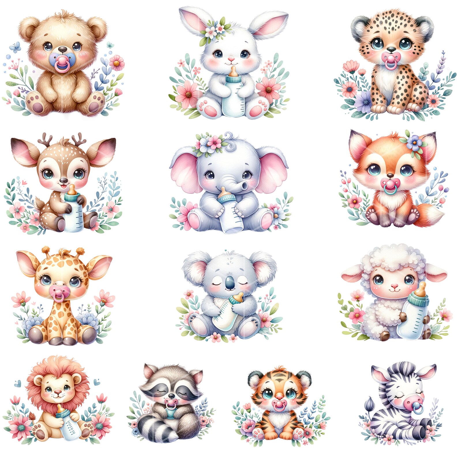 Animal Babies, Watercolor Clipart, Animals Png, Baby Clipart, Clipart ...