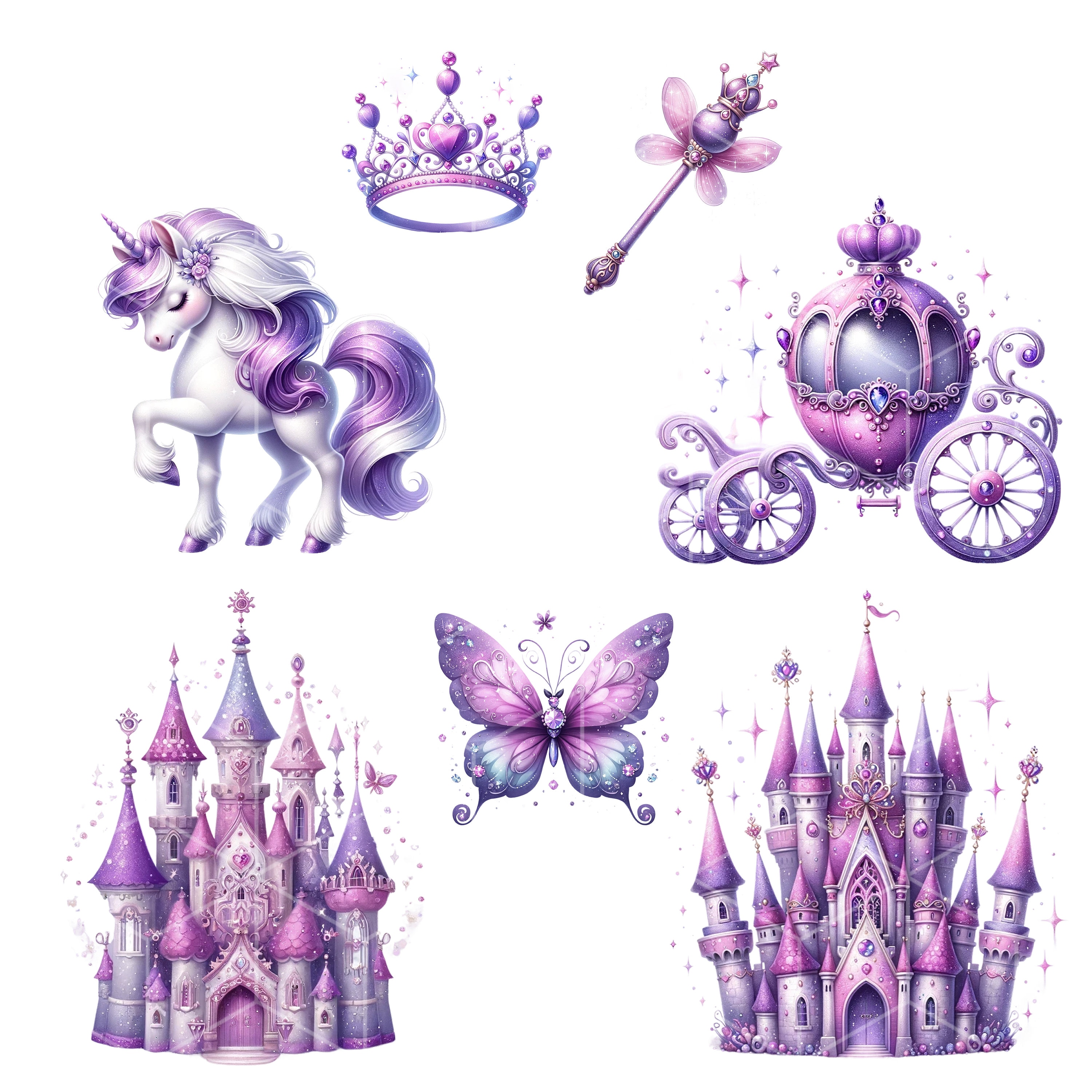 Purple Fairy Princes, Princess Clipart, Watercolor Clipart, PNG File ...
