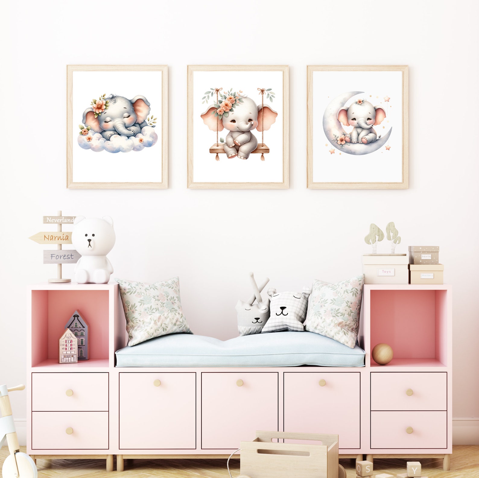 Sweet Peach Elephant, Cute Elephant Clipart, Elephant PNG, Baby Clipart ...