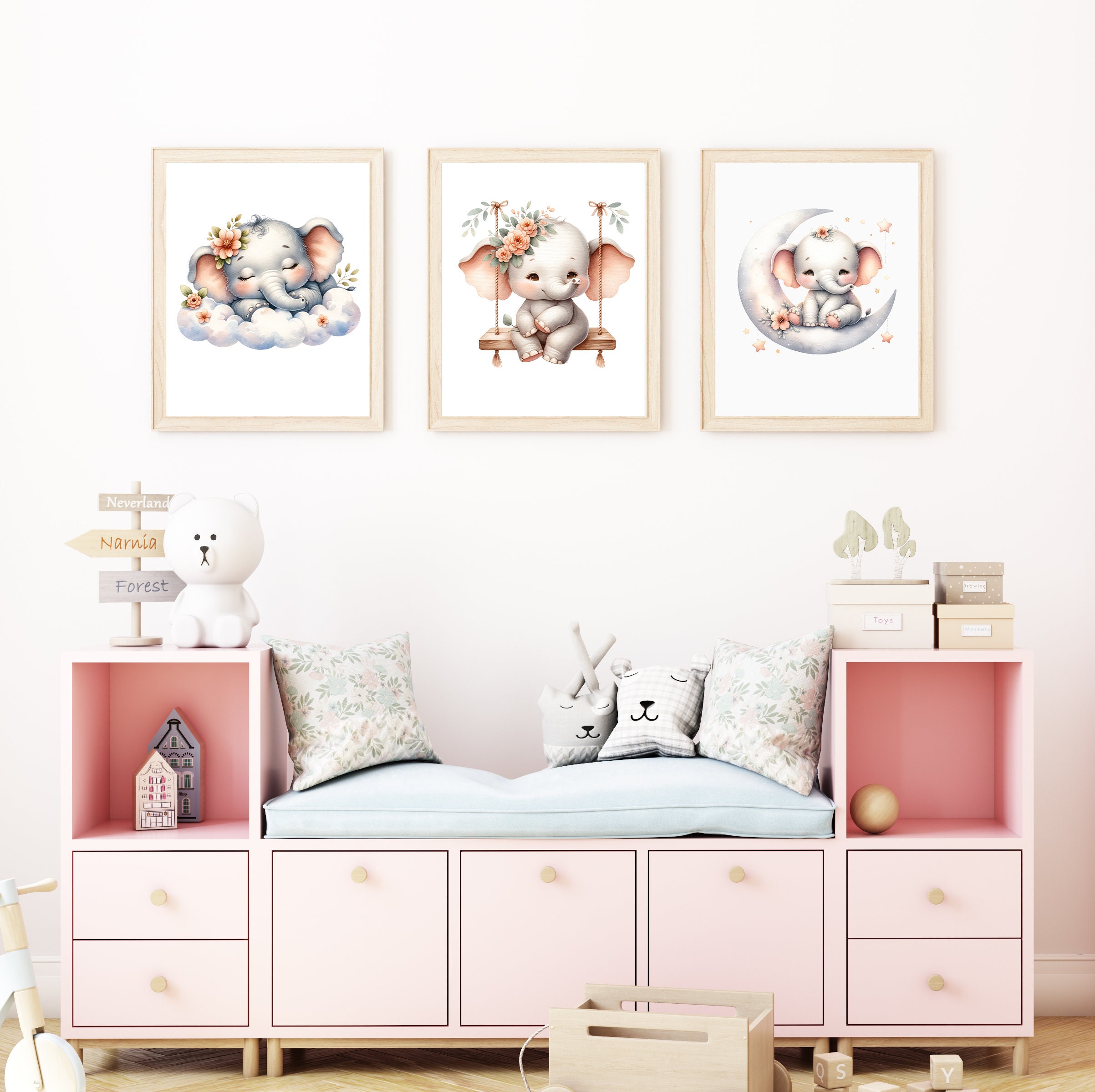 Sweet Peach Elephant, Cute Elephant Clipart, Elephant PNG, Baby Clipart ...