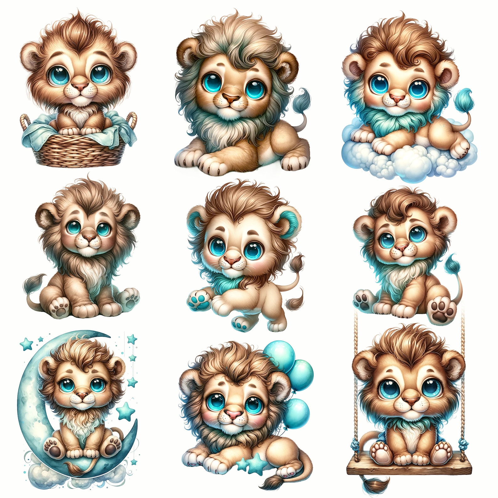 Sweet Lion, Lion Clipart, Lion Png, Baby Clipart, Baby Shower, Clipart ...